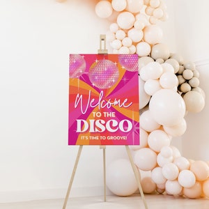 Disco Welcome Sign, 70s Welcome Sign Disco Party Sign, Disco Birthday ...