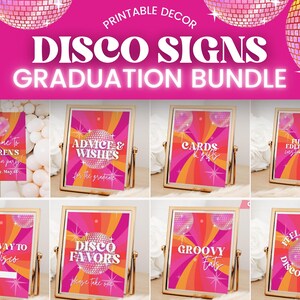Disco Graduation Party Printable Sign Bundle for Retro and - Etsy