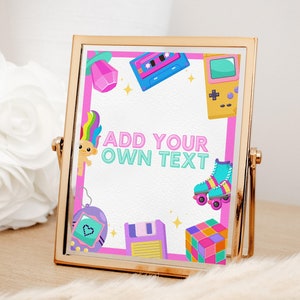 90s Party Decorations 90s Party Sign, Editable 90s Table Sign, 90s ...