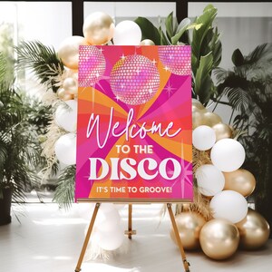 Disco Welcome Sign, 70s Welcome Sign Disco Party Sign, Disco Birthday ...