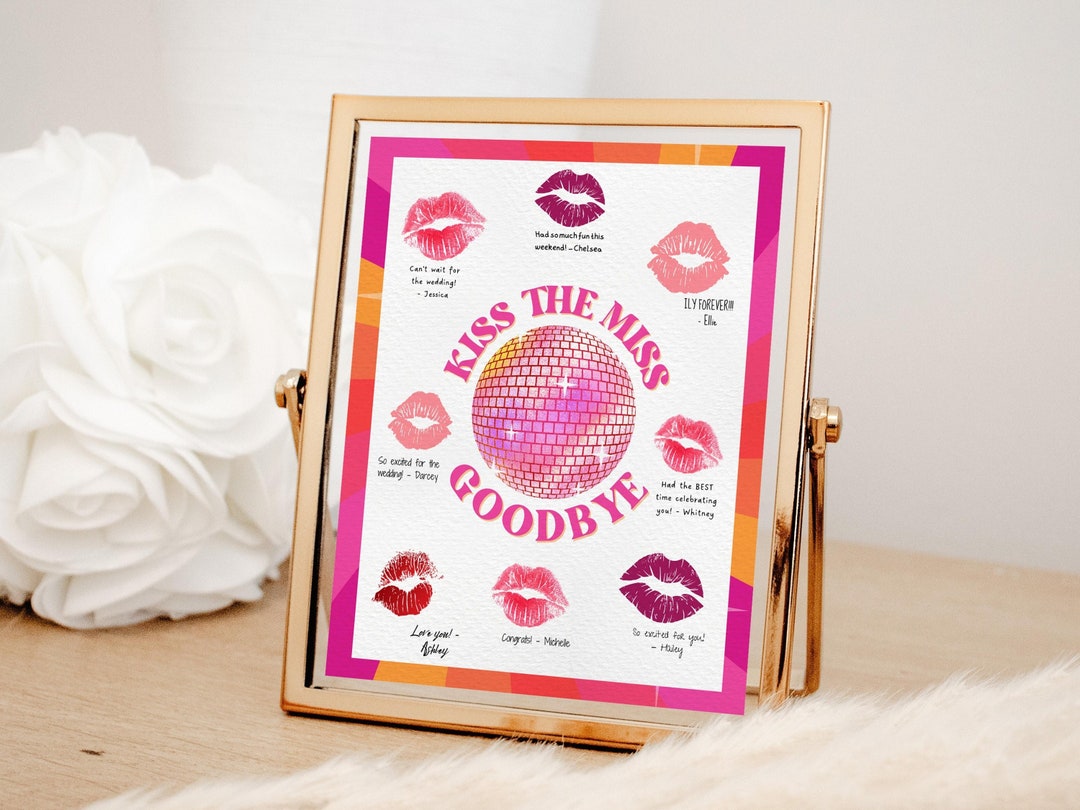 Last Disco Bachelorette Party Kiss the Miss Goodbye Printable - Etsy