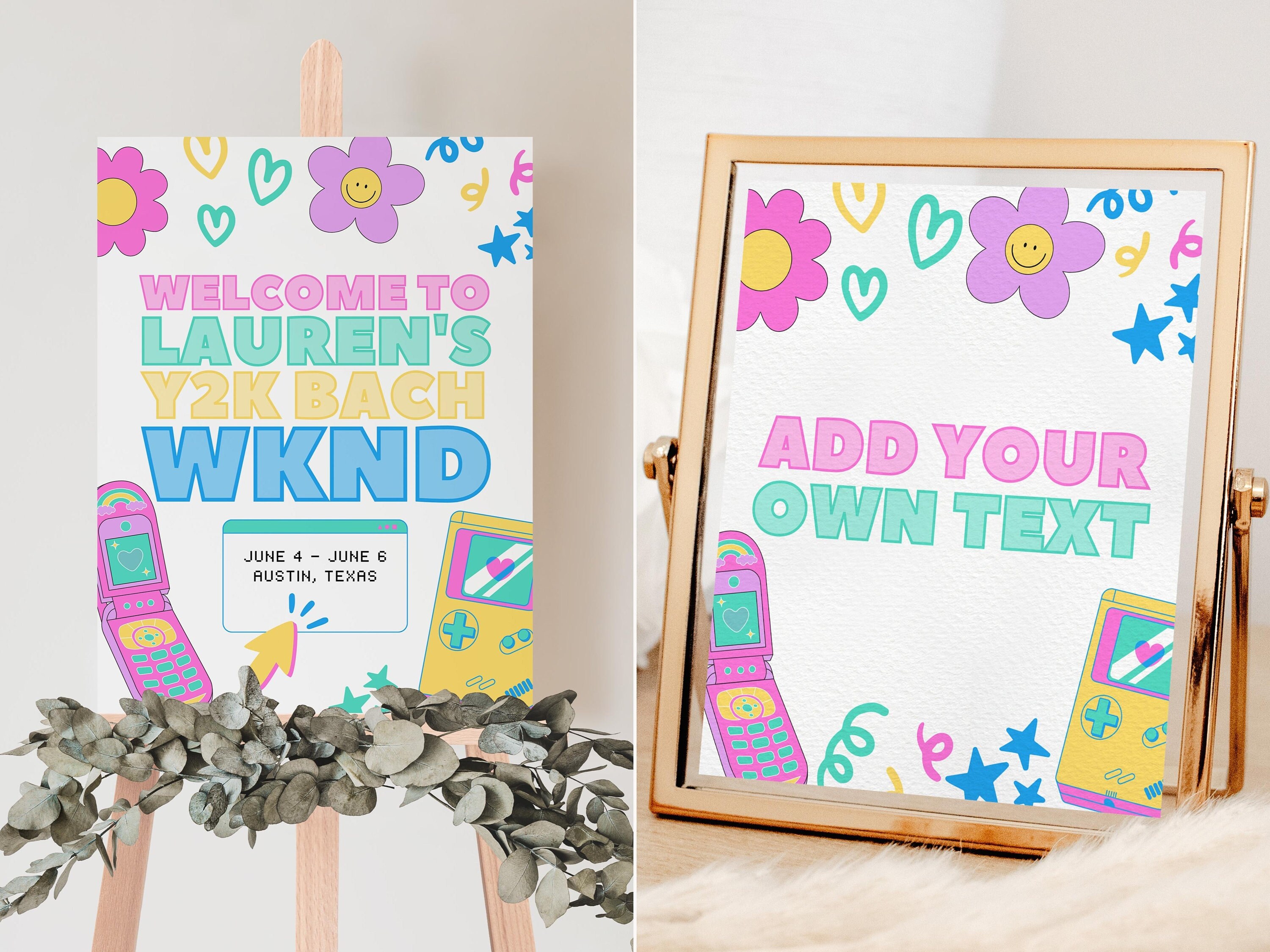 Y2K Bachelorette Party Bundle of Printable Signs & Decor for Year 2000s ...