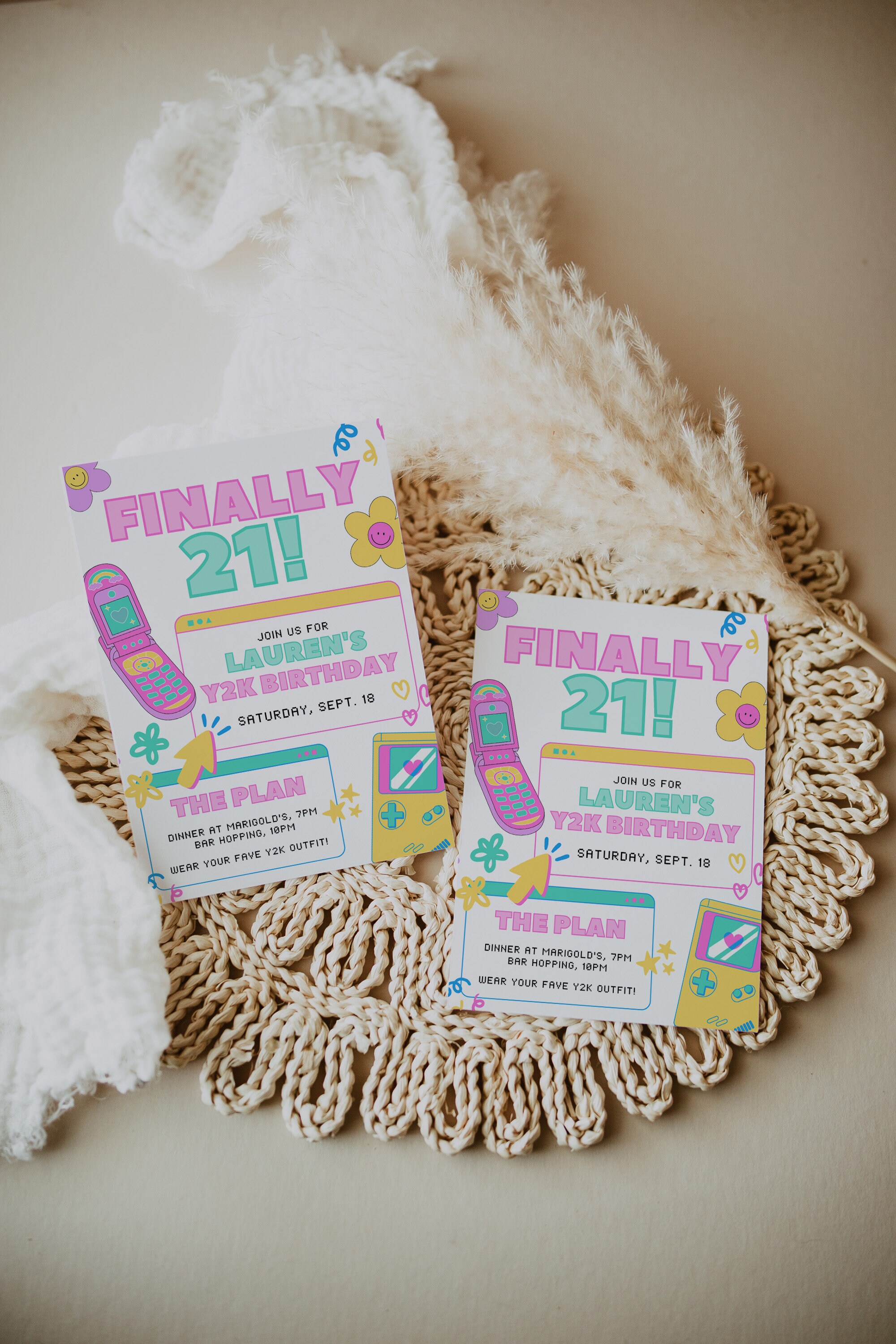 Y2K 21st Birthday Invitation Template for Retro and Nostalgic 2000s ...