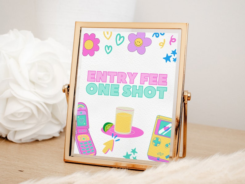 Y2K Bachelorette Party Drink Table Decorations Entry Fee One - Etsy