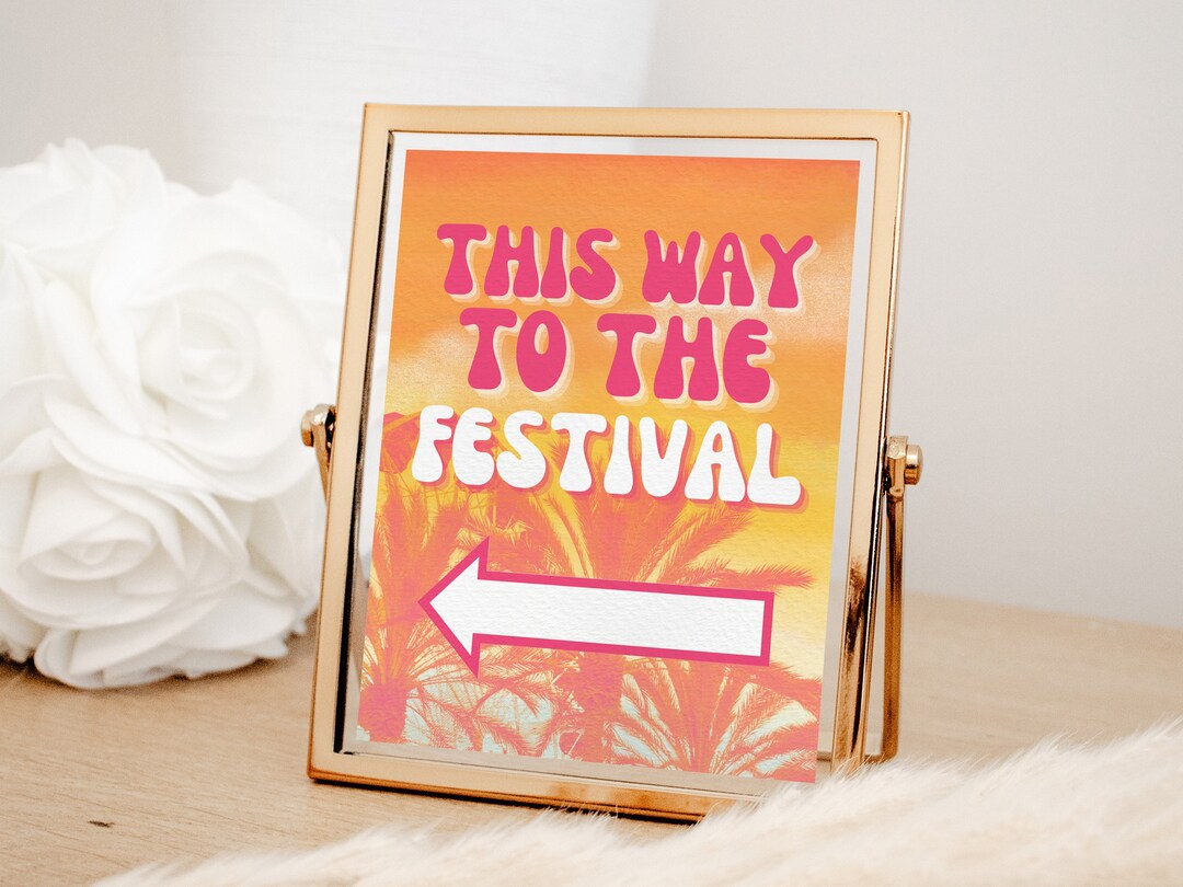 Music Festival Party Directional Sign for Groovy Decorations or Decor ...