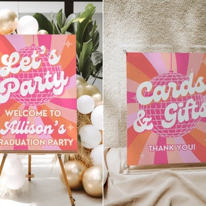 Disco Graduation Party Bundle, Graduation Disco Grad Party Invite, Pink ...