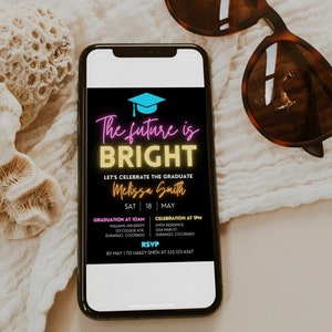 Neon Graduation Party Invitation Template for Glow in the Dark Grad ...