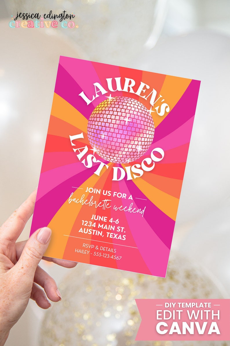 Last Disco Bachelorette Party Invitation With Itinerary - Etsy