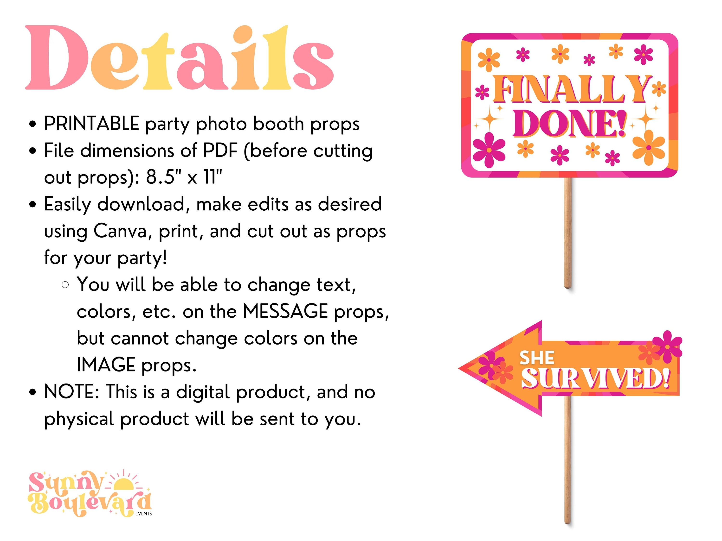 Disco Graduation Party Printable Photo Booth Props for Retro & Groovy ...