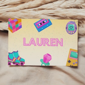 90s Bachelorette Party Name Card Template for Thank You Favors or ...