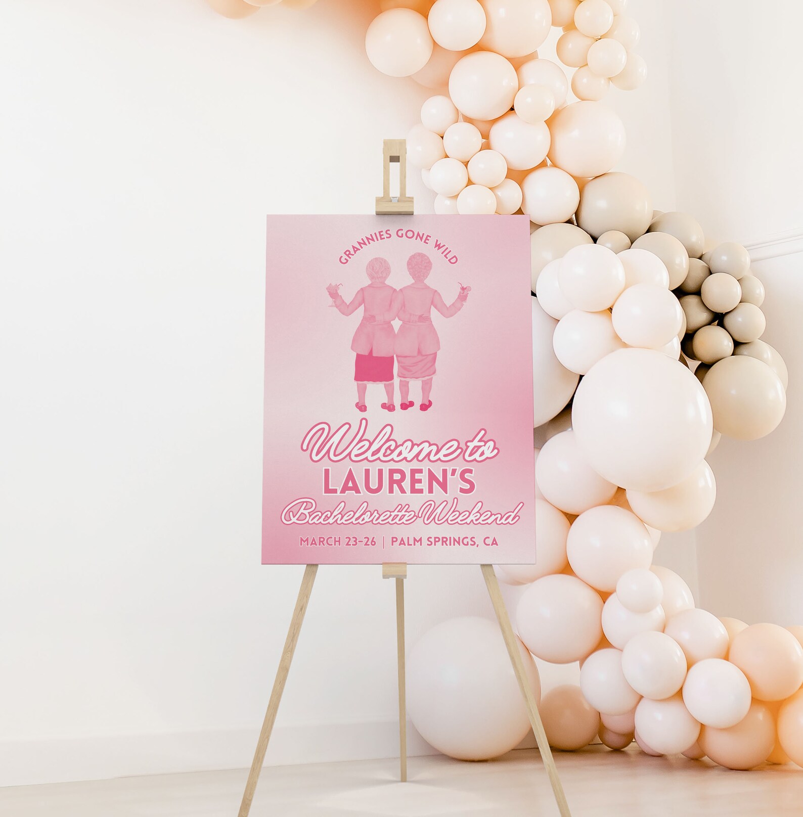 Grannies Night Out Grandma Bachelorette Party Welcome Sign, Grannies ...
