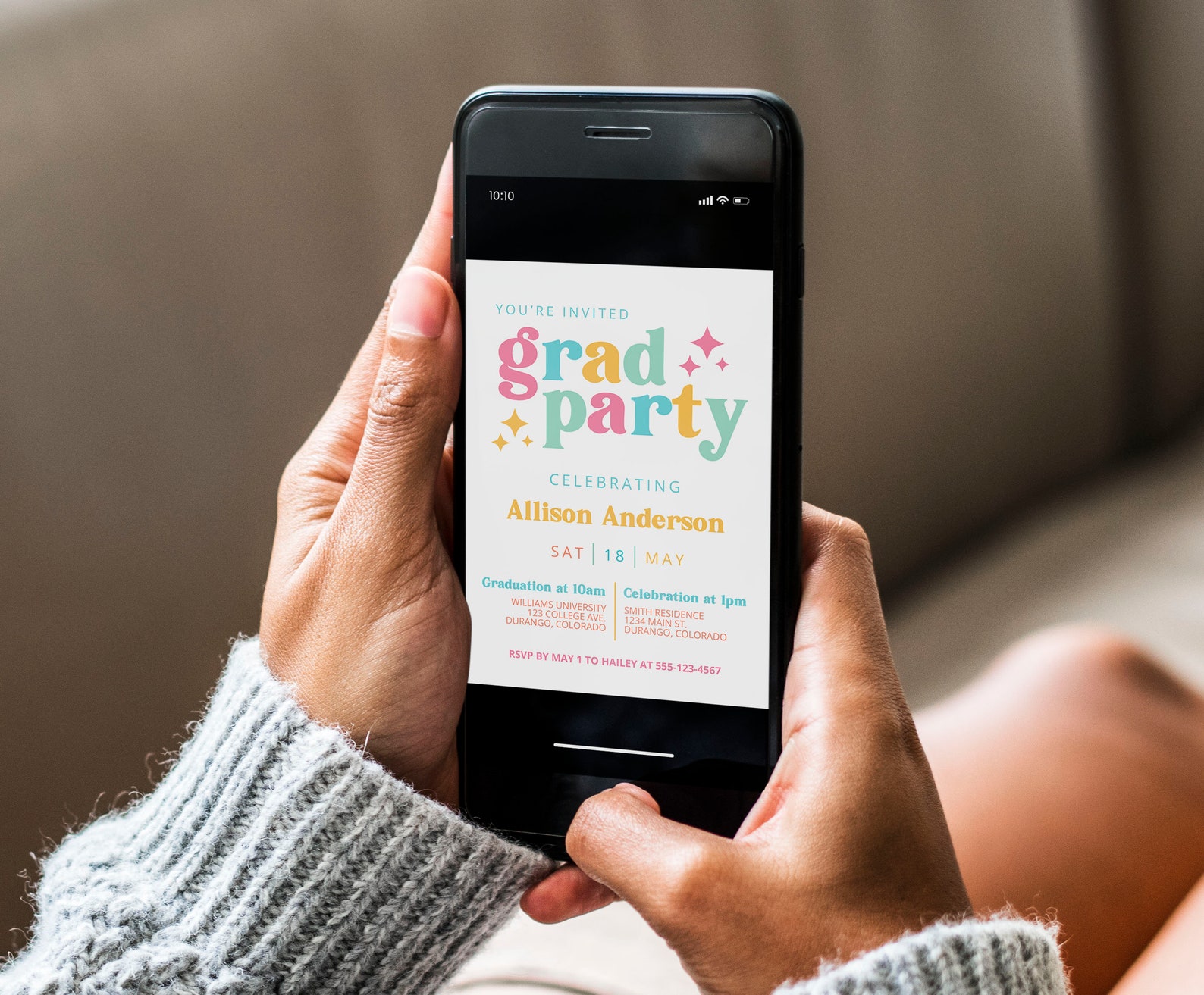 Colorful Graduation Party Invitation Template Retro Graduation Party ...