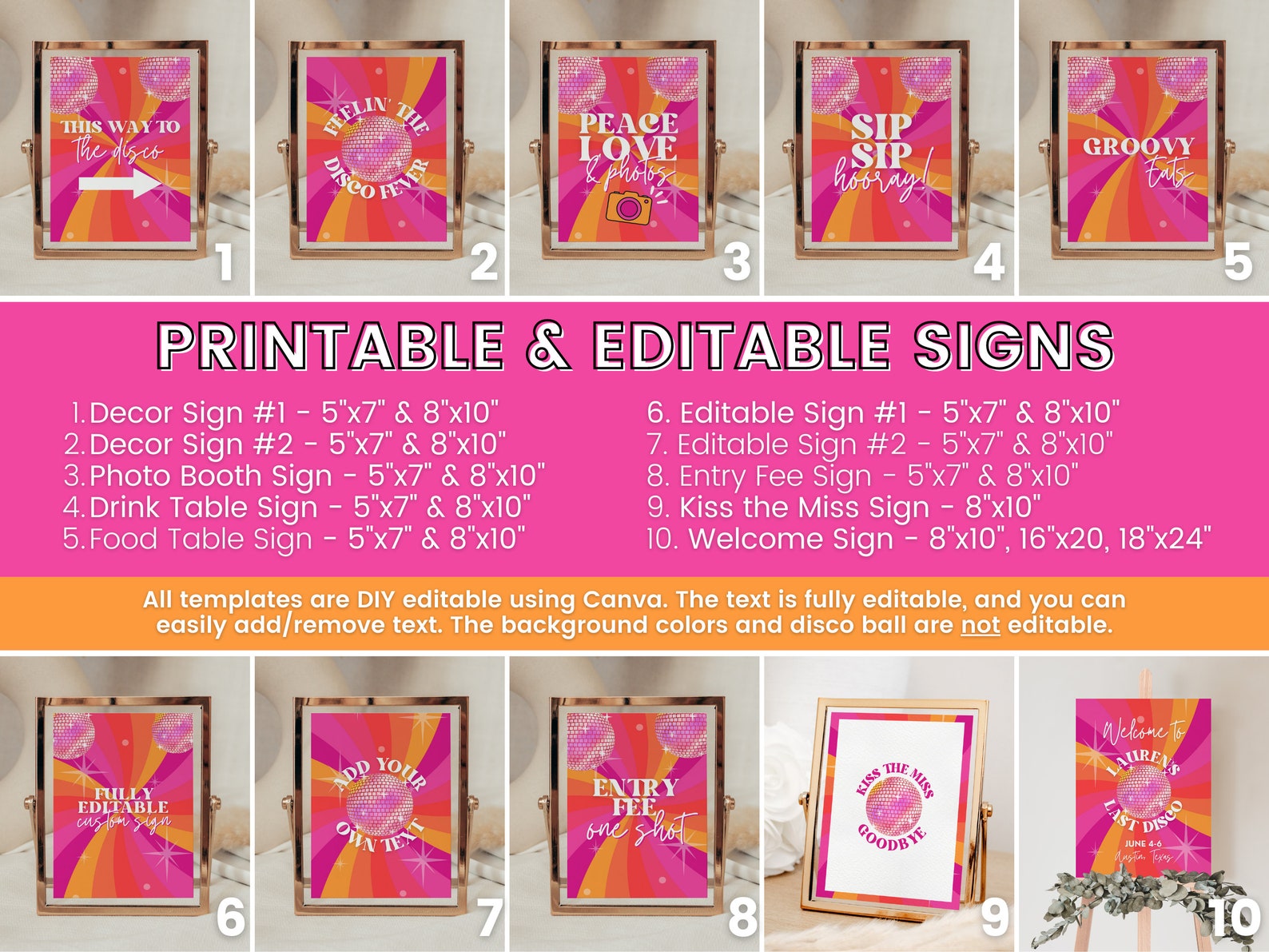 Last Disco Bachelorette Party Bundle Colorful Retro 70s Theme | Etsy