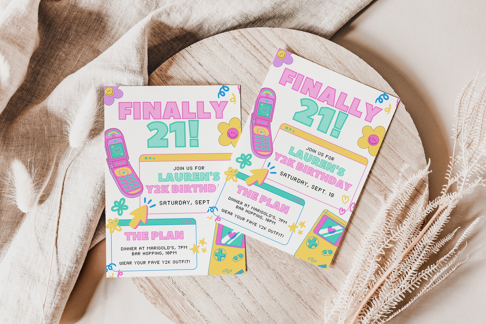 Y2K 21st Birthday Invitation Template for Retro and Nostalgic 2000s ...