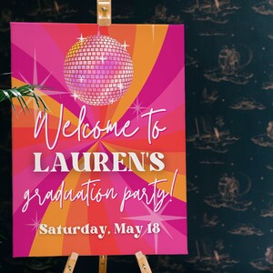 Disco Graduation Party Welcome Sign Template for Retro & Groovy 70s ...