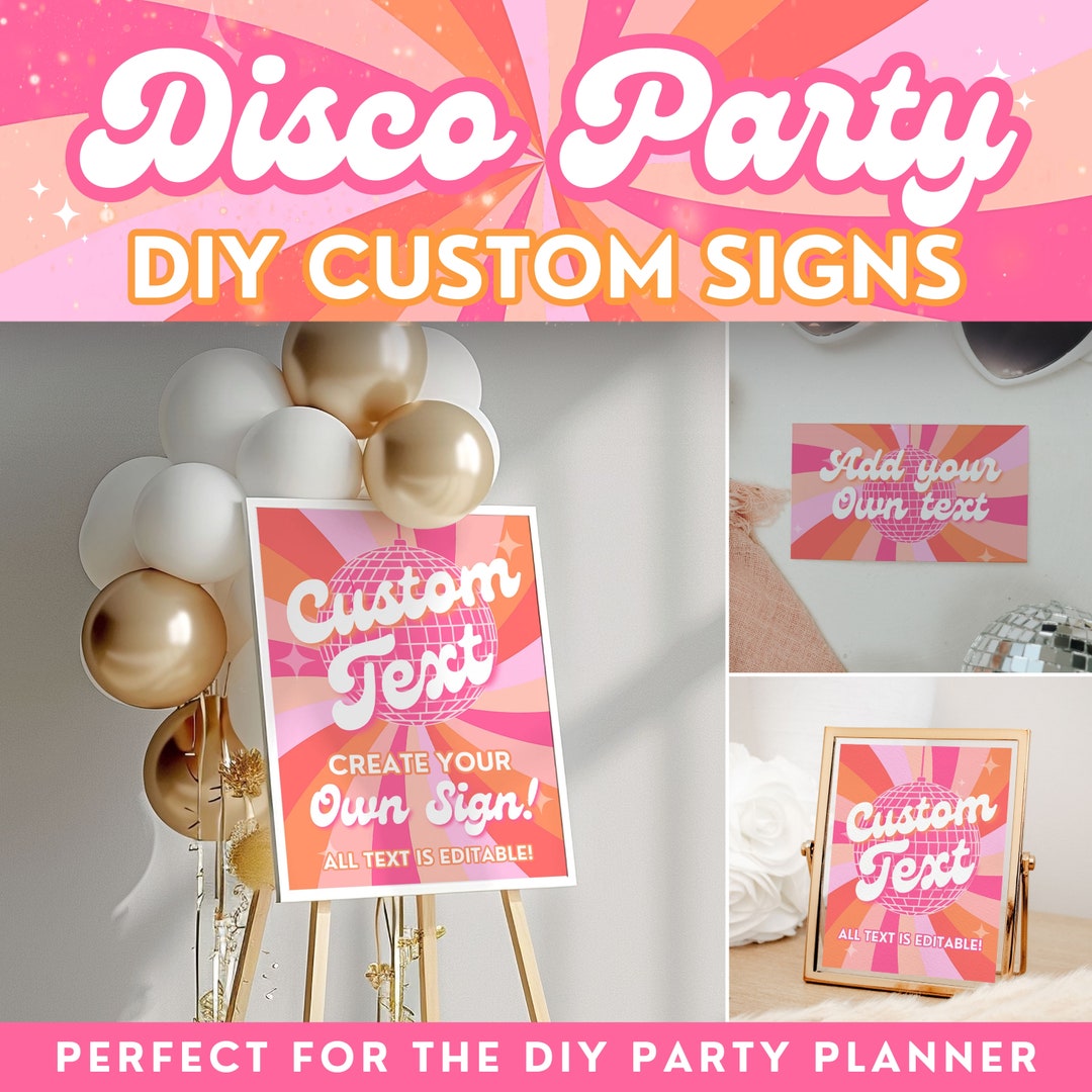 Disco Party Custom Sign Bundle Disco Party Decorations Disco Party Sign ...