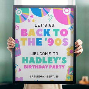 90s Welcome Sign for 90s Birthday Decorations, 90s Retro Birthday Party ...