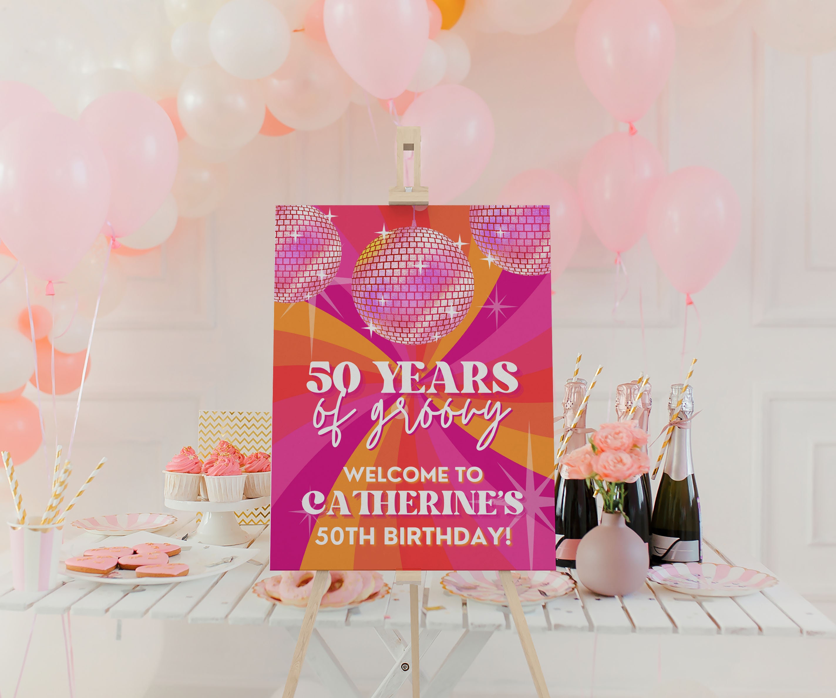 Disco 50th Birthday Disco Welcome Sign, 50th Disco Birthday Disco Party ...