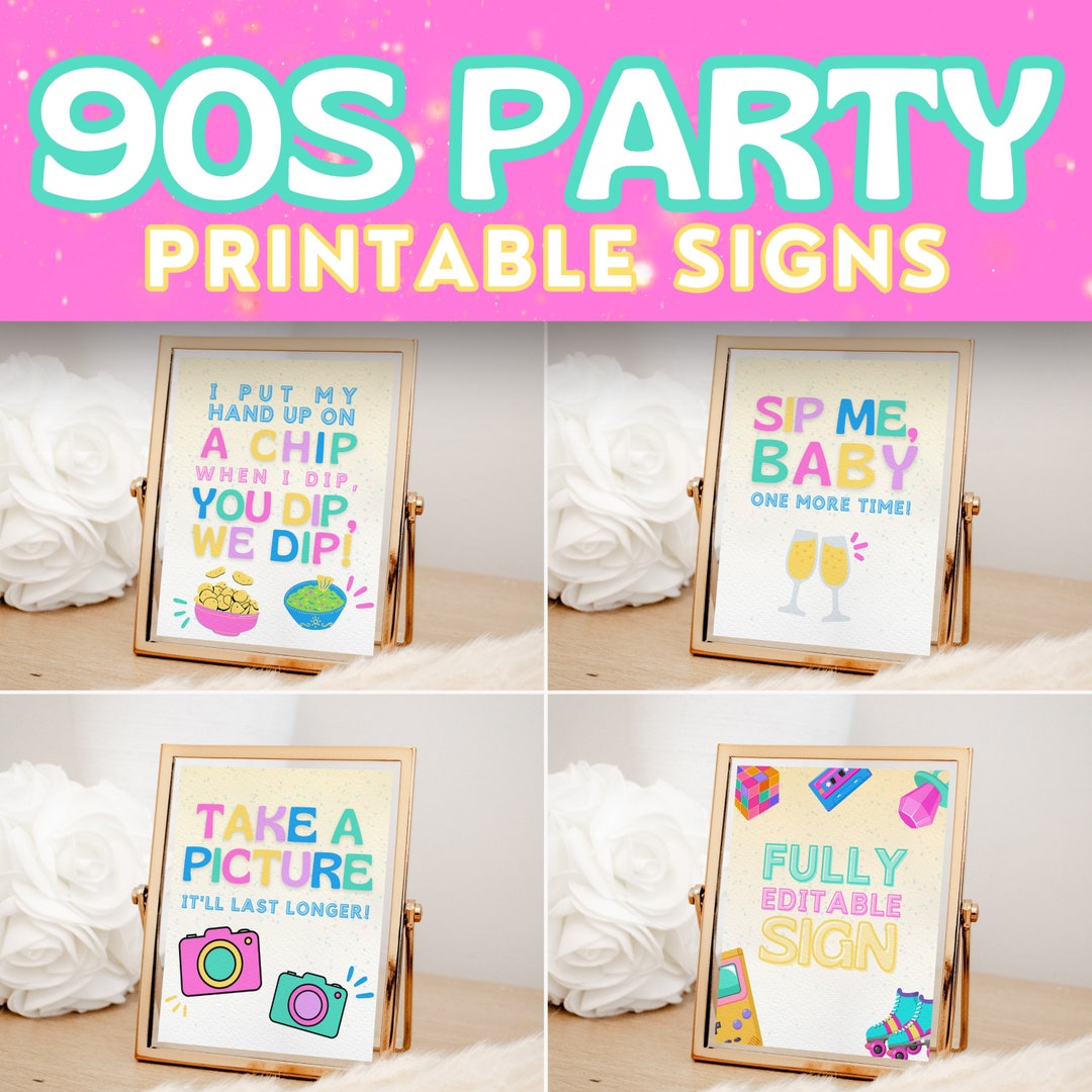 90s Party Decorations 90s Party Signs, Back to the 90s Theme Party ...