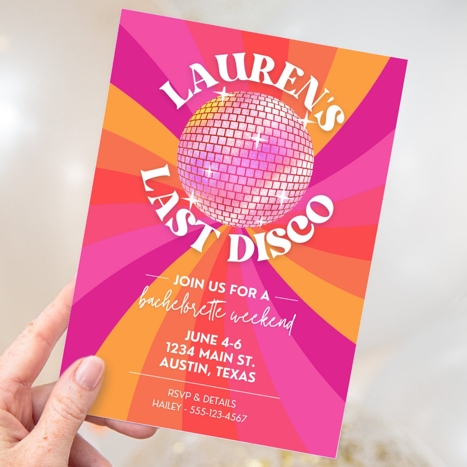 Last Disco Bachelorette Party Invitation With Itinerary - Etsy