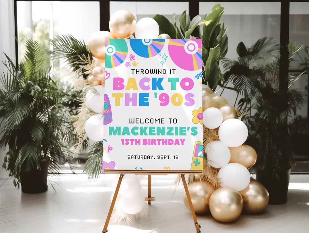 90s Welcome Sign for 90s Birthday Decorations, 90s Retro Birthday Party ...