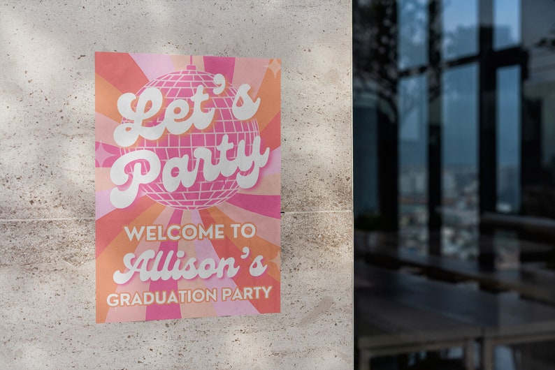Disco Graduation Party Welcome Sign Disco, Graduation Disco Grad Party ...