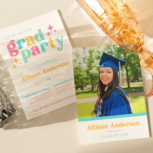 Colorful Graduation Party Invitation Template Retro Graduation Party ...