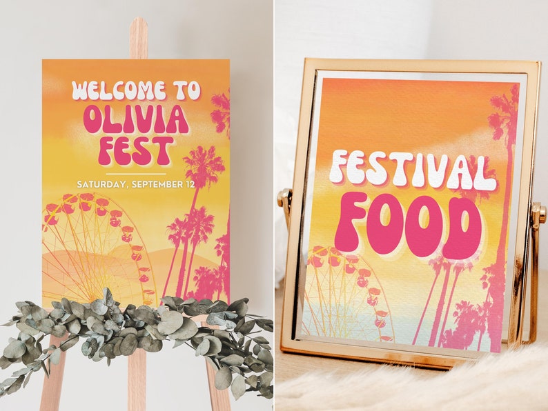 Music Festival Birthday Party Sign Bundle With Retro Printable ...