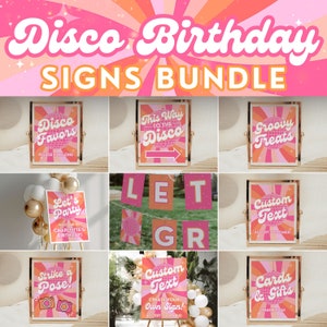 Disco Birthday Party Decorations, Birthday Disco Party Signs, Custom ...