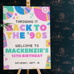 90s Welcome Sign for 90s Birthday Decorations, 90s Retro Birthday Party ...
