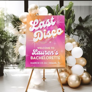 Last Disco Welcome Sign for Last Disco Bachelorette Party Decorations ...