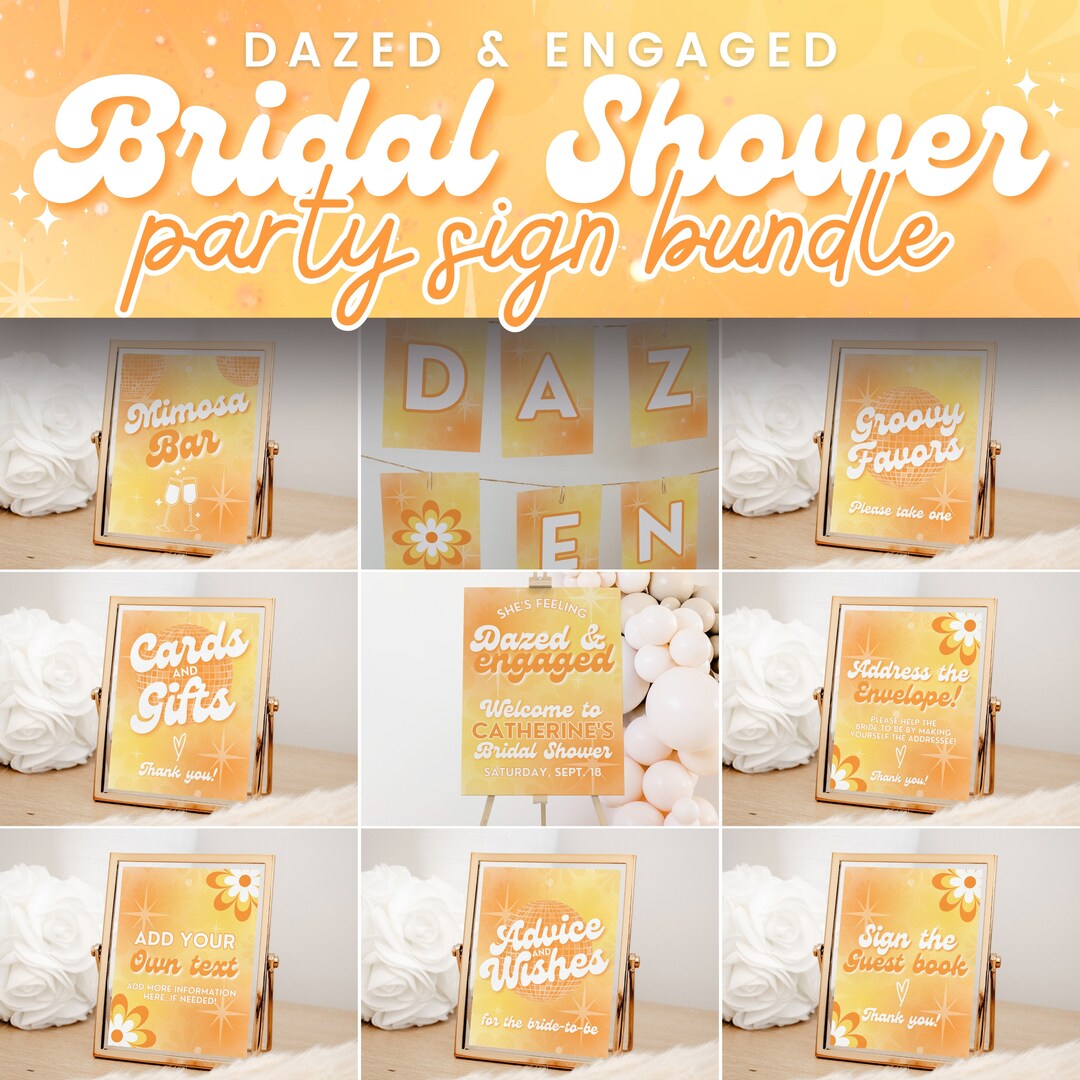 Dazed and Engaged Bridal Shower Bundle of Printable Signs and Decor for ...