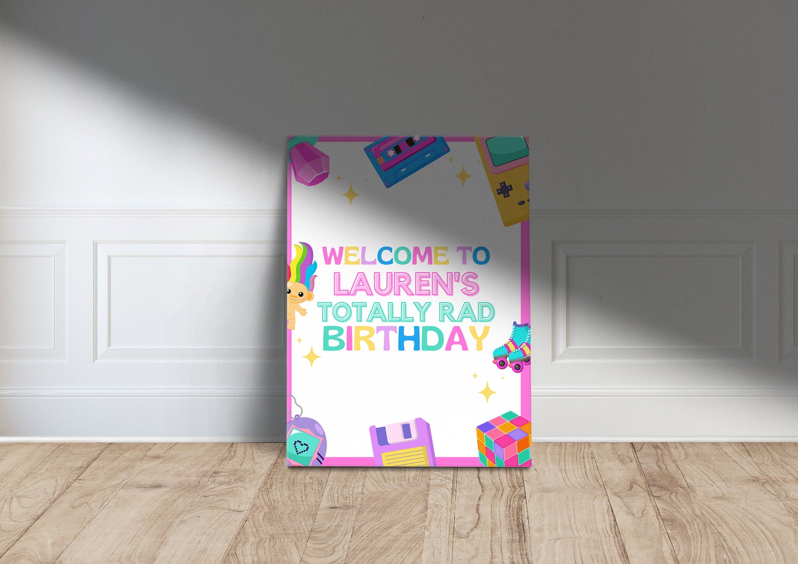 90s Birthday Party Welcome Sign Template for Retro Back to the 1990s ...