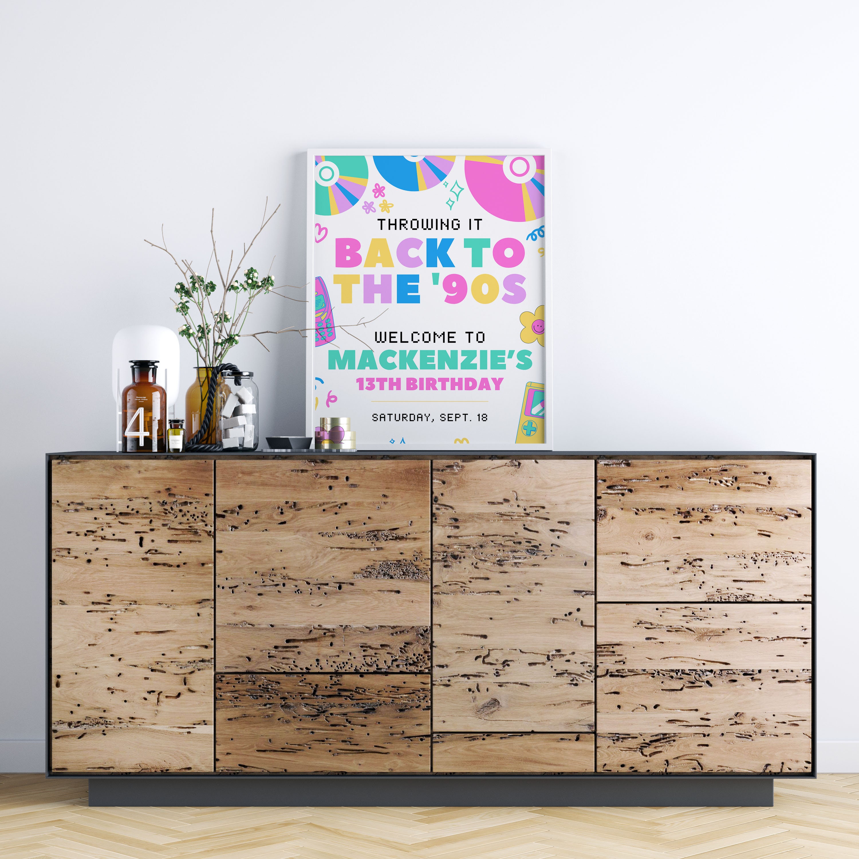 90s Welcome Sign for 90s Birthday Decorations, 90s Retro Birthday Party ...