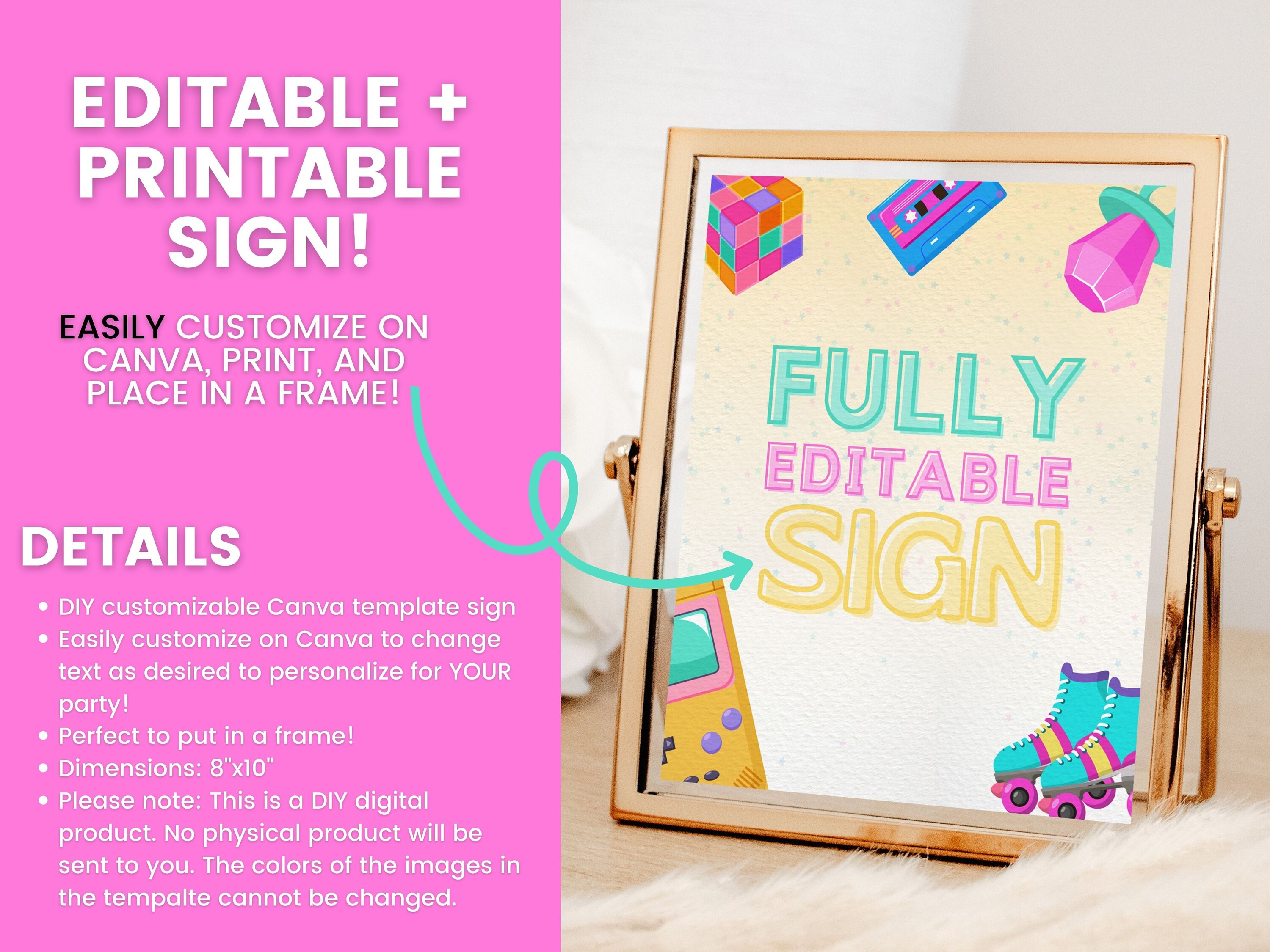 90s Bachelorette Party Decorations Custom Sign Canva Template, 90s ...