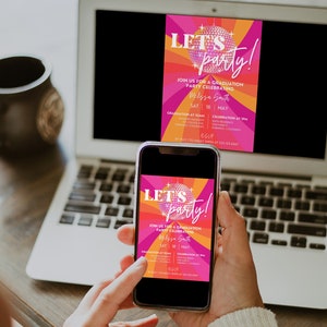 Disco Graduation Party Invitation Template for Retro & Groovy 70s Grad ...