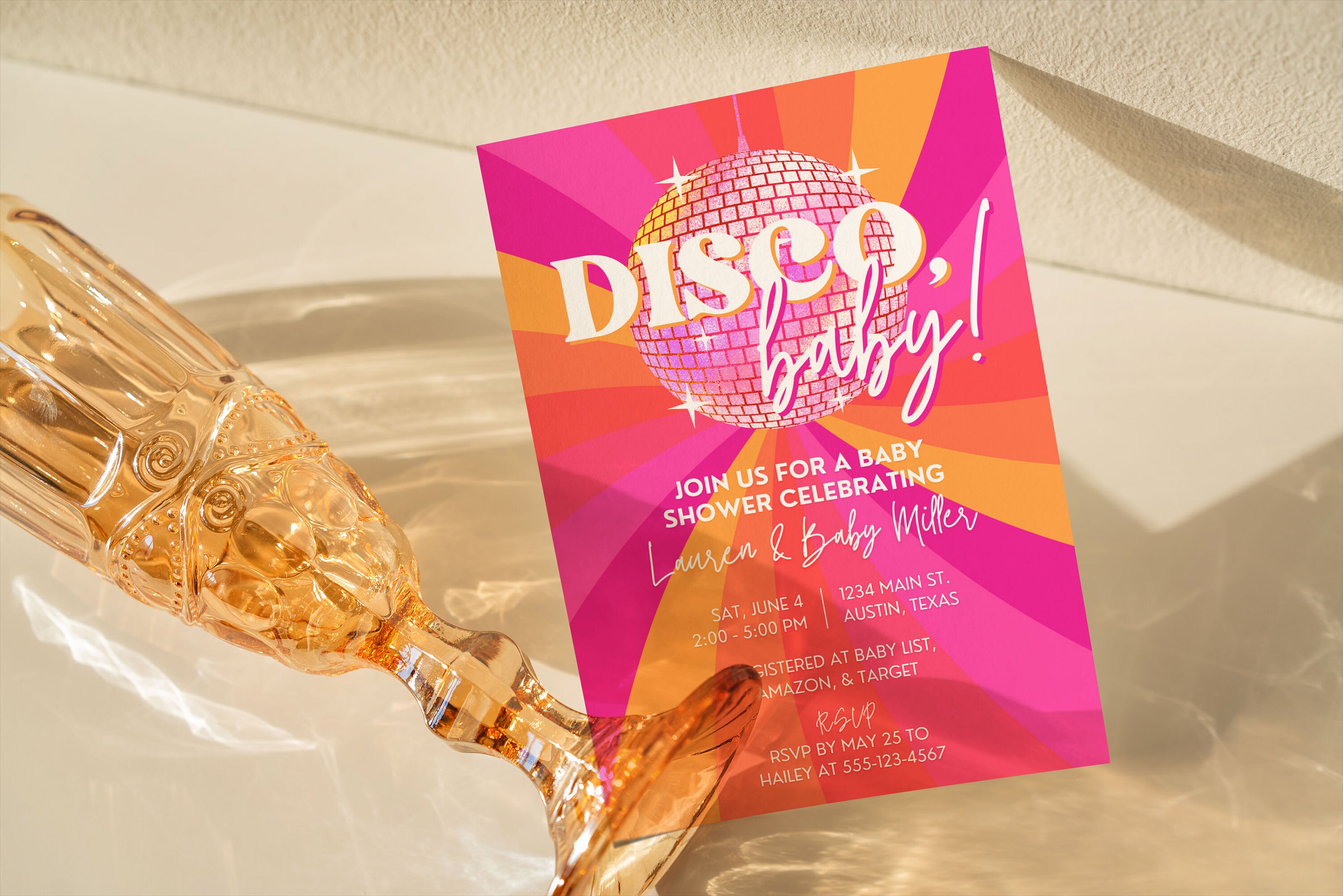 Disco Baby Shower Invite, Let's Disco Baby Invitation, Retro Baby ...