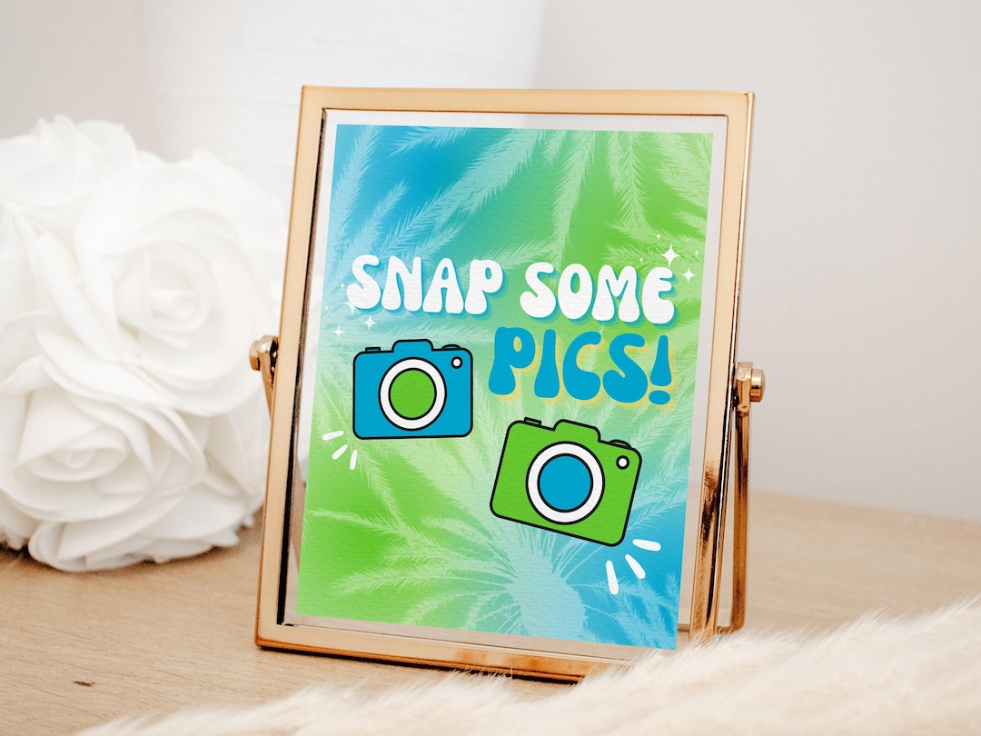 Music Festival Party Photo Booth Sign for Green & Blue Tie-dye 1st ...