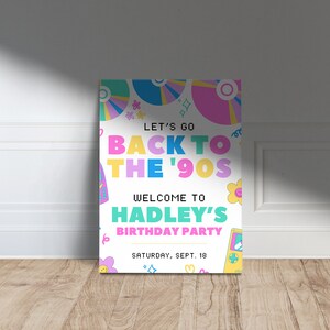 90s Welcome Sign for 90s Birthday Decorations, 90s Retro Birthday Party ...