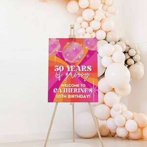 Disco 50th Birthday Disco Welcome Sign, 50th Disco Birthday Disco Party ...