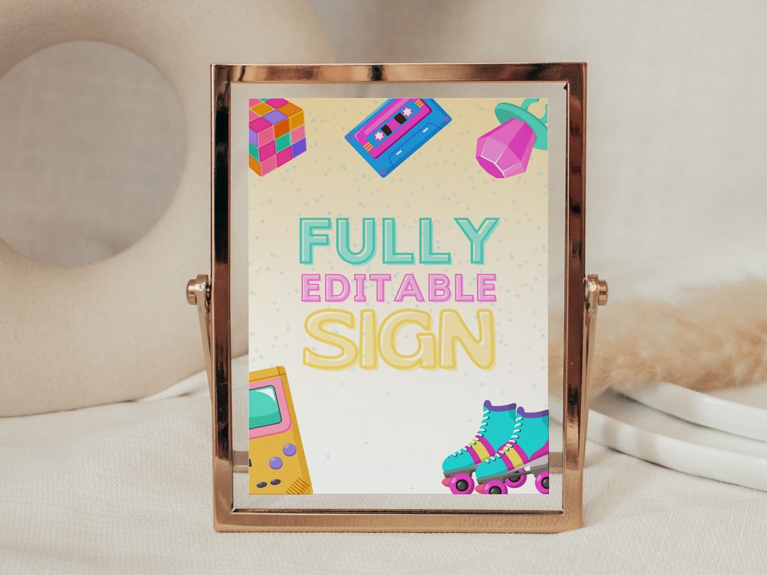 90s Bachelorette Party Decorations Custom Sign Canva Template, 90s ...