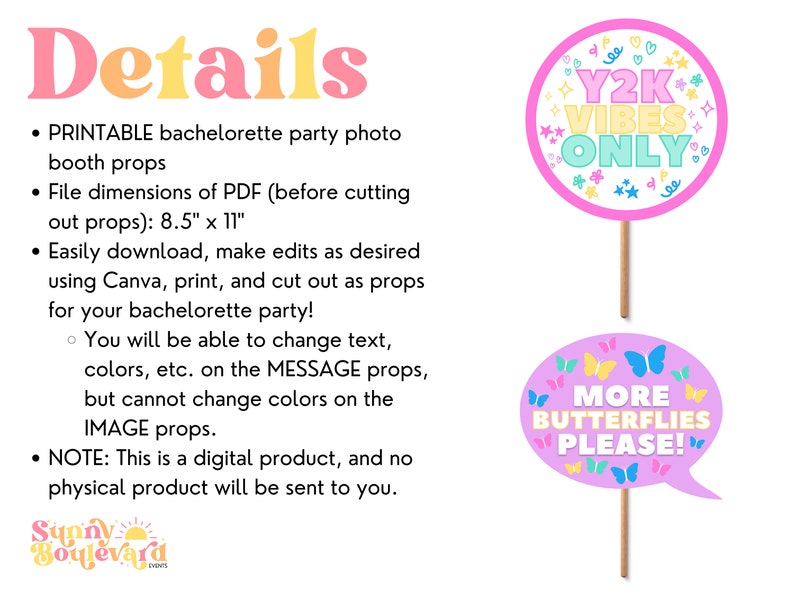 Y2K Bachelorette Party Printable Photo Booth Props for Selfie - Etsy