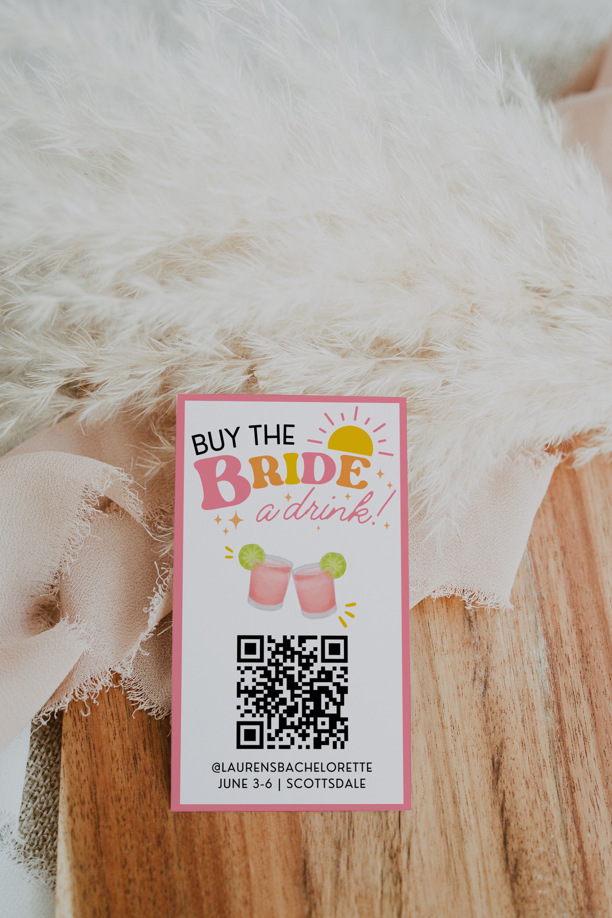 Retro & Sunny Buy the Bride a Drink Card Template for Scottsdale Before ...