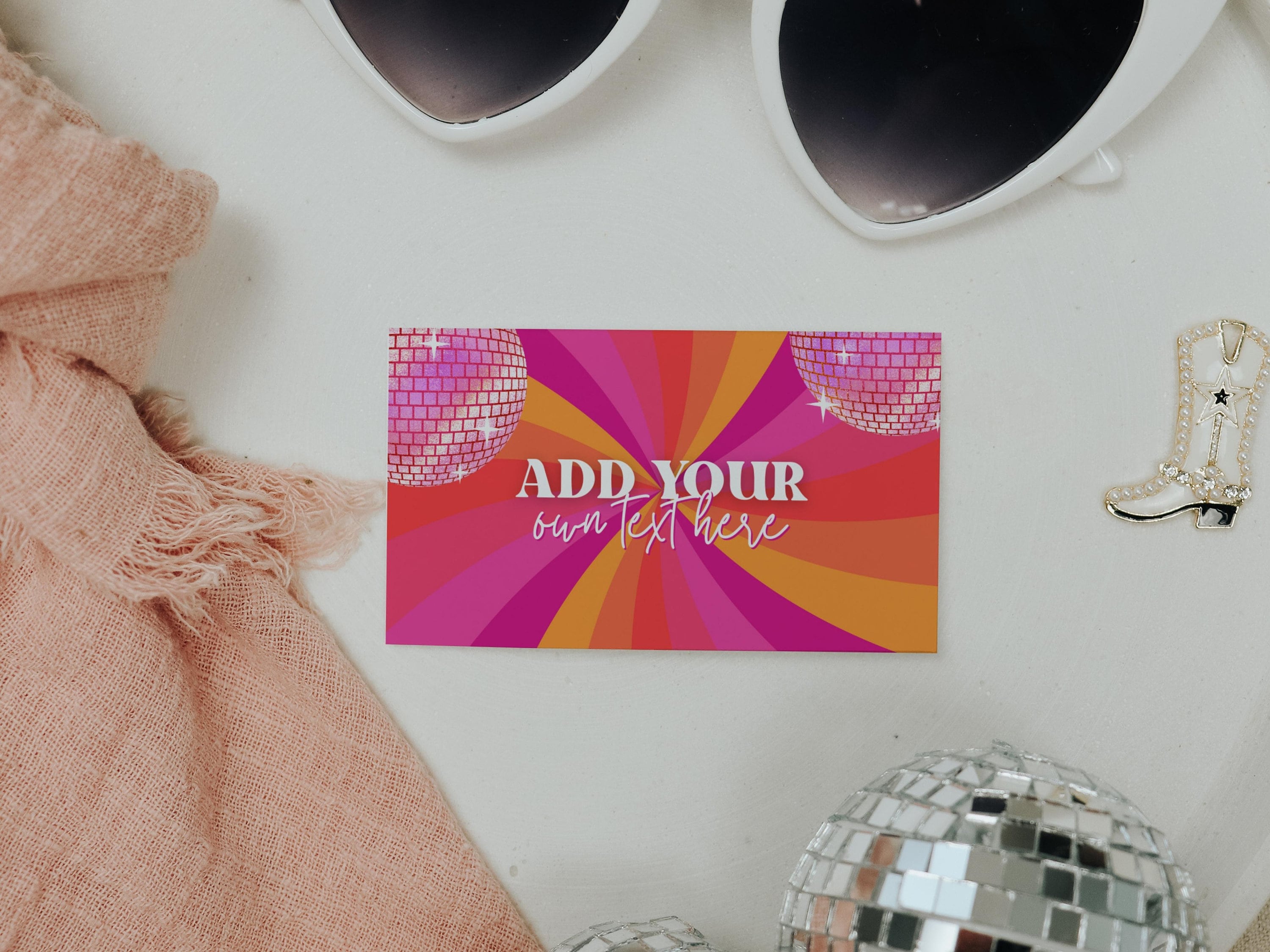 Disco Party Foldable Food Label Tent Card or Name Place Card Template ...