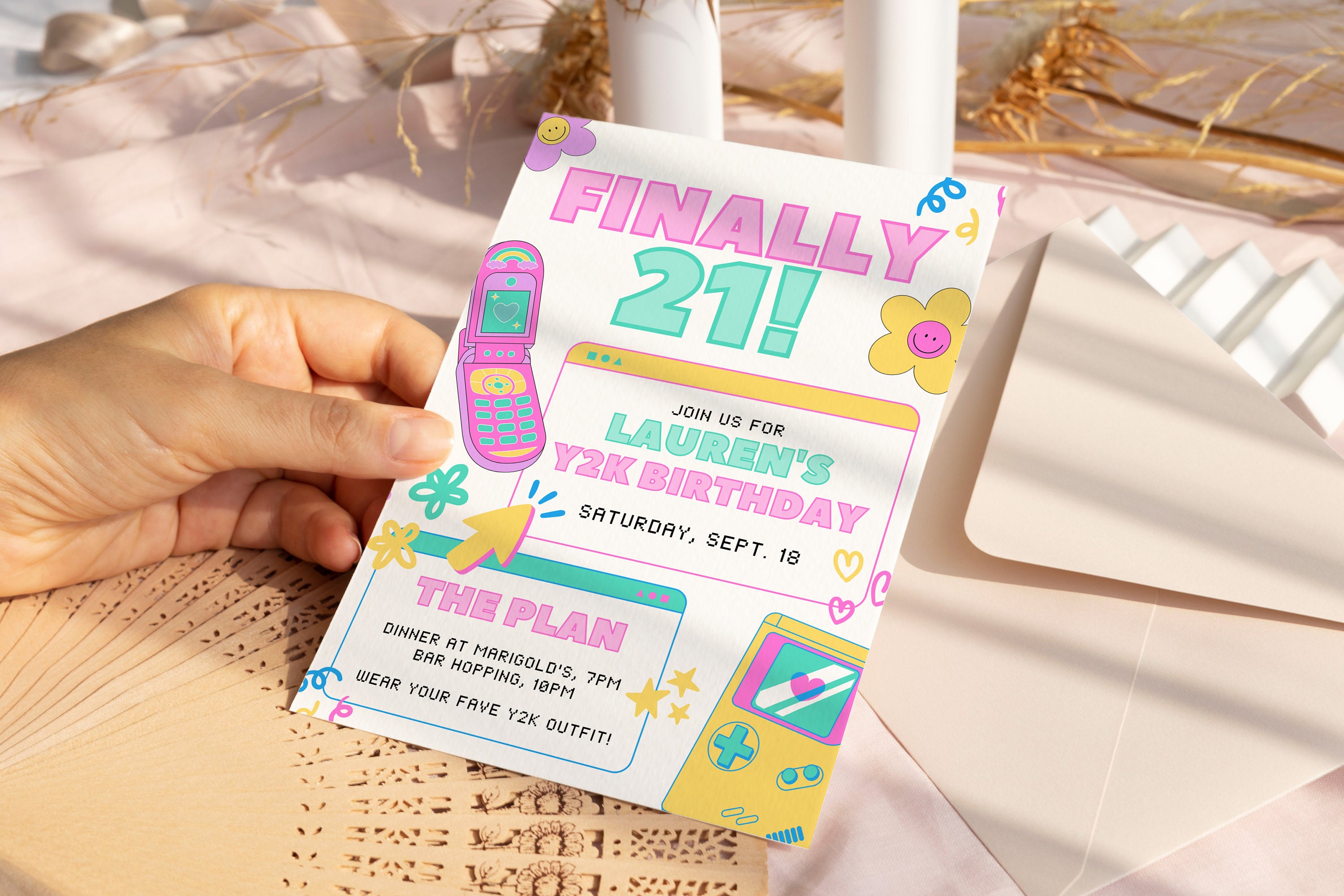 Y2K 21st Birthday Invitation Template for Retro and Nostalgic - Etsy
