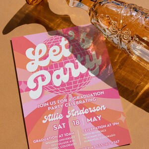 Disco Graduation Party Invitation Disco Grad Party Invite Groovy ...