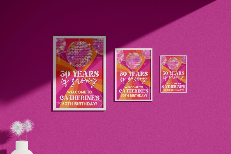 Disco 50th Birthday Disco Welcome Sign, 50th Disco Birthday Disco Party ...