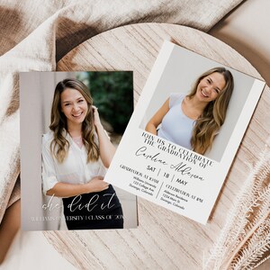 Modern Minimalist Black & White Graduation Party Invitation - Etsy