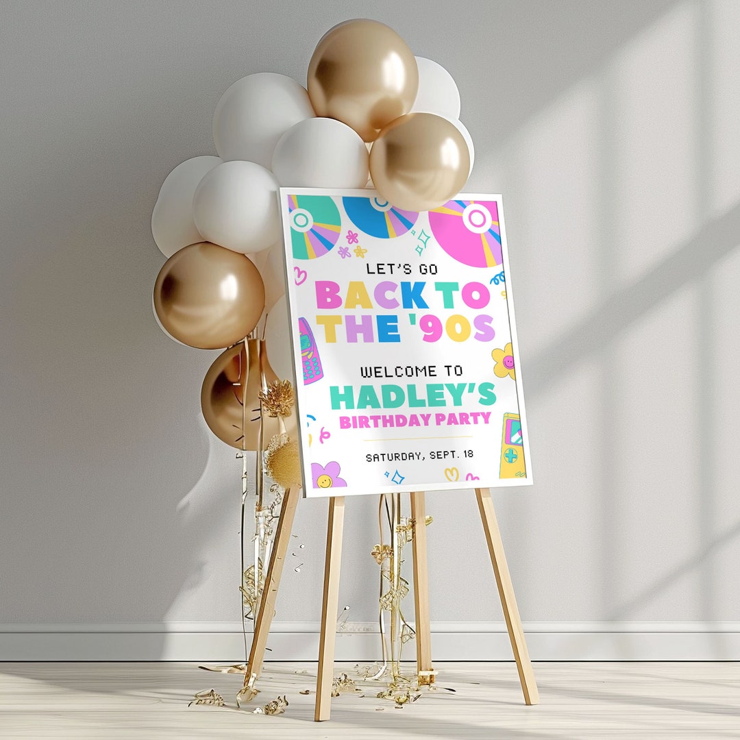 90s Welcome Sign for 90s Birthday Decorations, 90s Retro Birthday Party ...