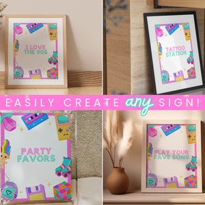 90s Party Editable & Printable Sign Decorations for Retro Birthday ...